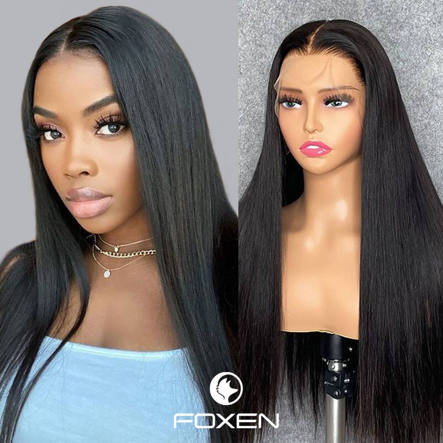 Straight Hair Natural Black Transparent Lace Wig Glueless Straight Wig