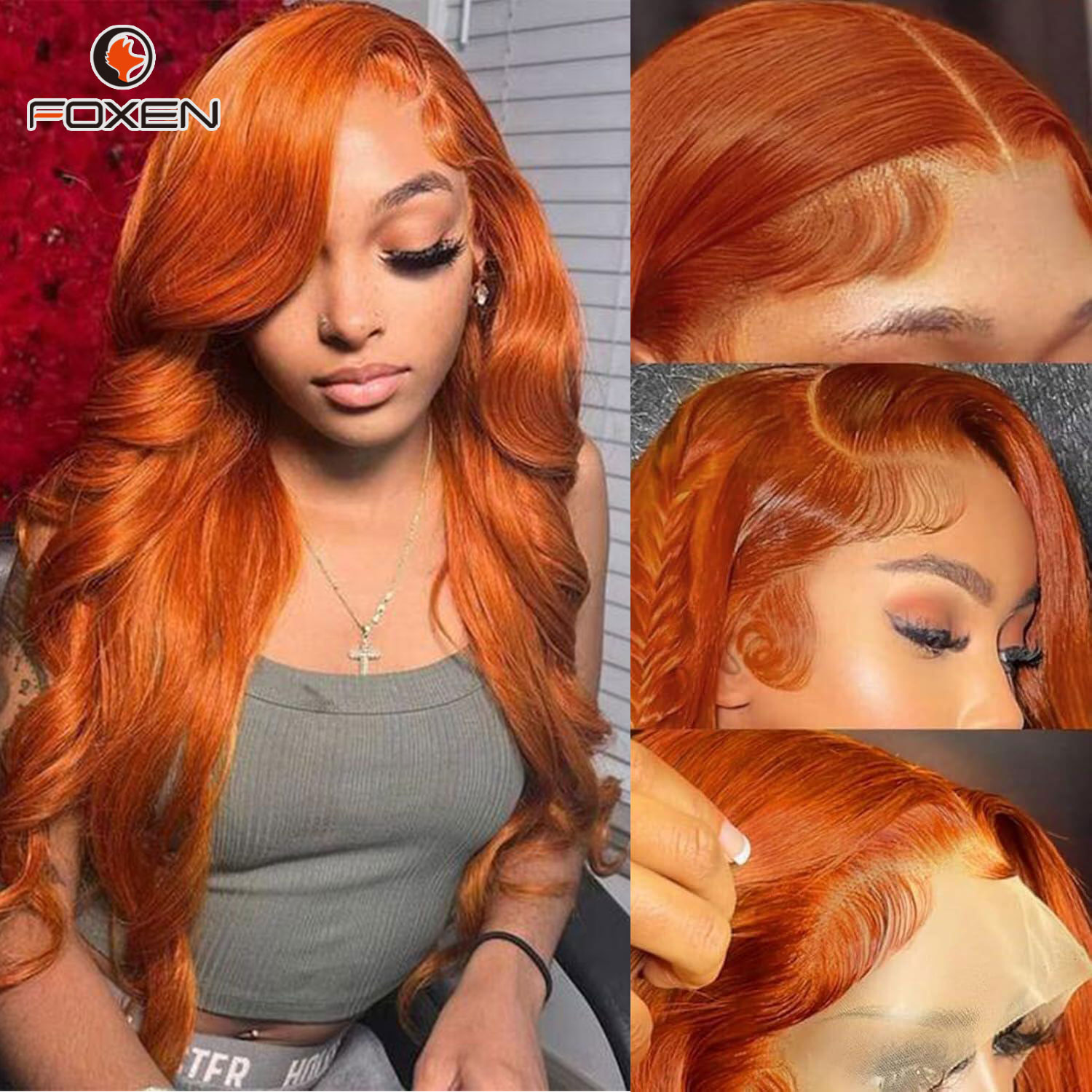 13*6 Lace Front Wigs 350 Ginger Color Wig - Human Hair Stunning Waves
